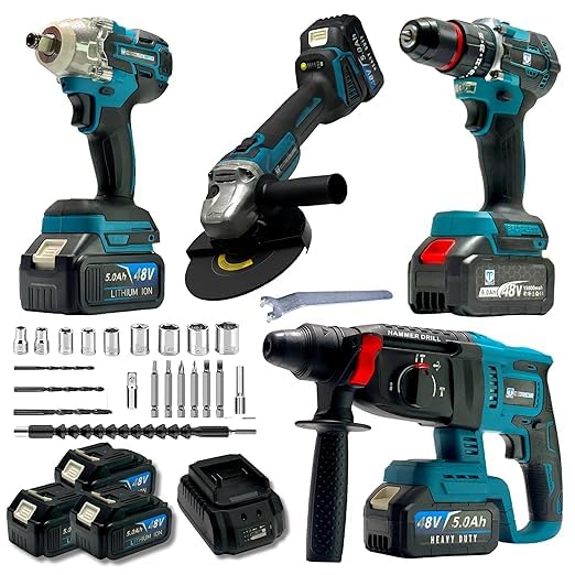 THOR Cordless Power Tool Combo Kit, 4-Tool Brushless Set: 10mm Drill ...