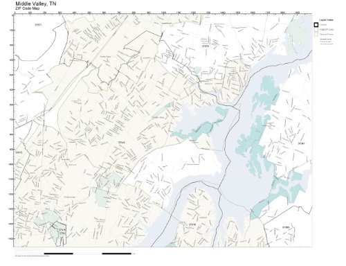 Amazon.com : ZIP Code Wall Map of Middle Valley, TN ZIP Code Map ...