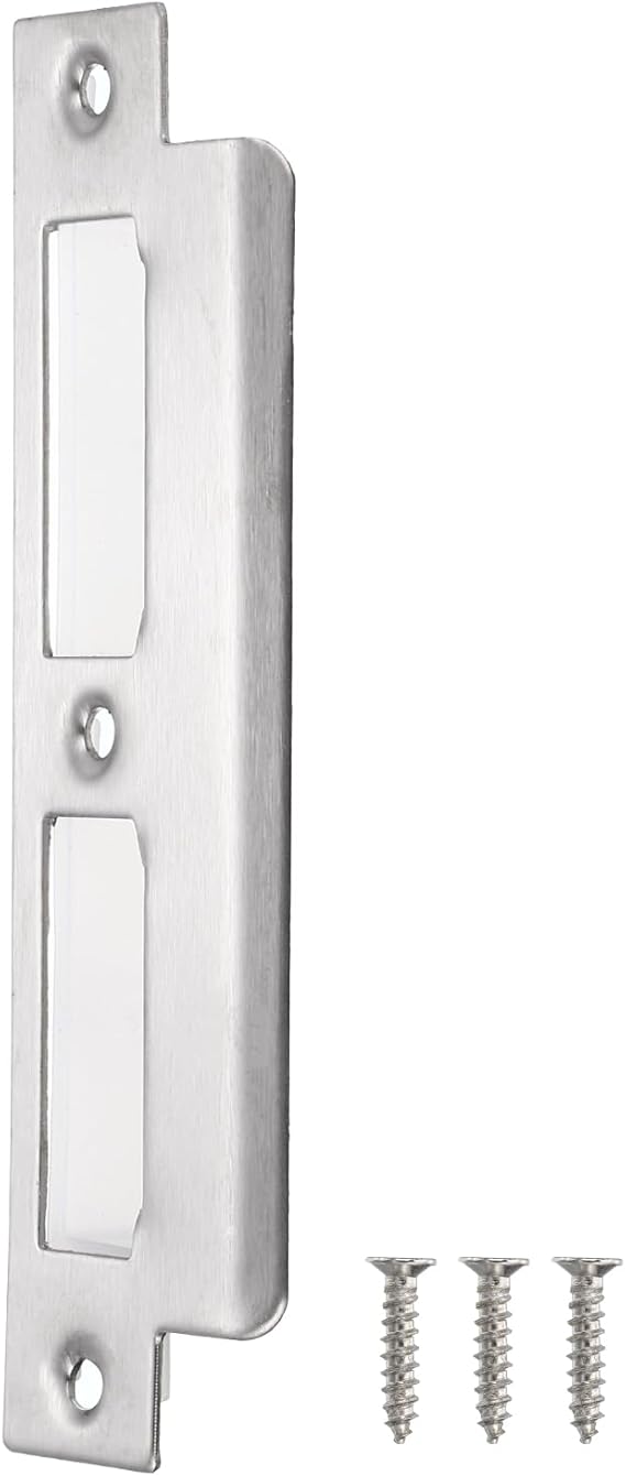 uxcell Door Strike Plate, 155mm x 35mm 201 Stainless Steel Latch ...