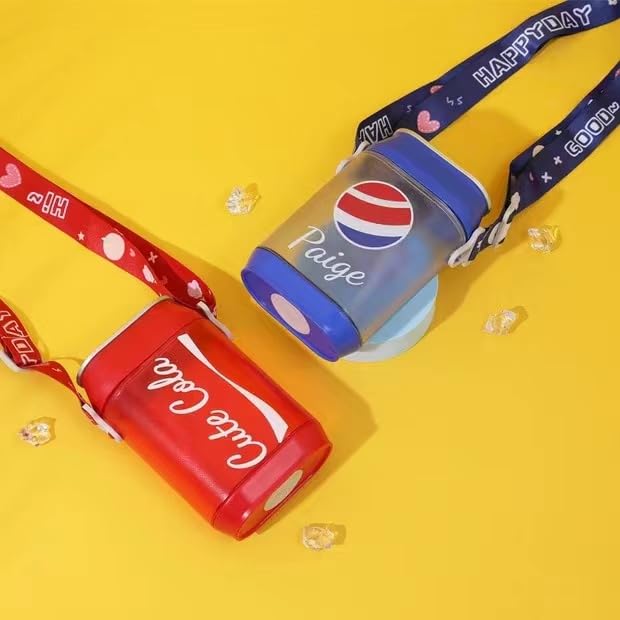 RATAVA 400 ml Cola Bottle Kids Water Bottle with Straw Lid, Shoulder ...