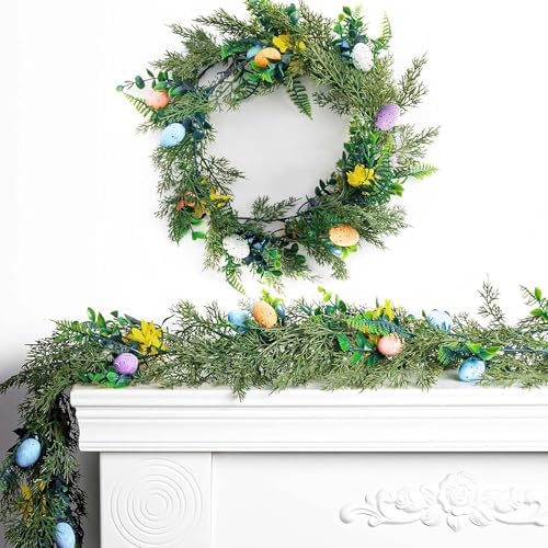 Amazon.com: Watayo 2 Pcs Easter Egg Garland, Green Easter Garland ...