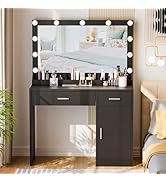 Amazon.com: Likein Makeup Vanity Desk with Lights, Vanity Table with ...