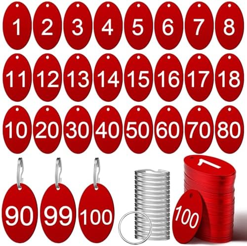 Amazon.com: MorningRo 100 Pcs Aluminum Number Tags with Key Rings ...