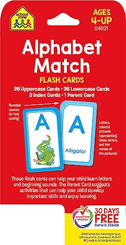 School Zone - Alphabet Match Flash Cards - Ages 4 and Up, Preschool to ...