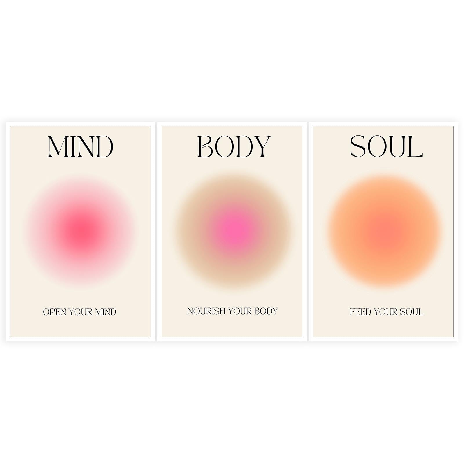 Amazon.com: Quark Mind Body Soul Aura Poster Set Of 3 Canvas Wall Art ...