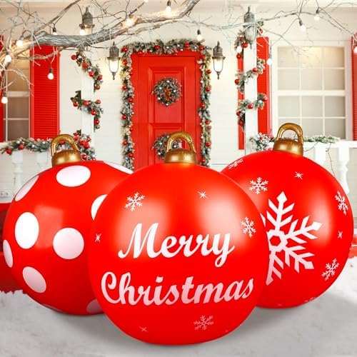Amazon.com: 3 Pcs 24 Inch Inflatable Christmas Ball Giant Christmas PVC ...