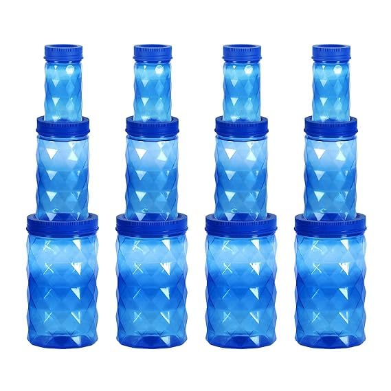 Buy SIMPARTE Twister Airtight Jar, Set of 12 Pieces, Blue, Diamond ...