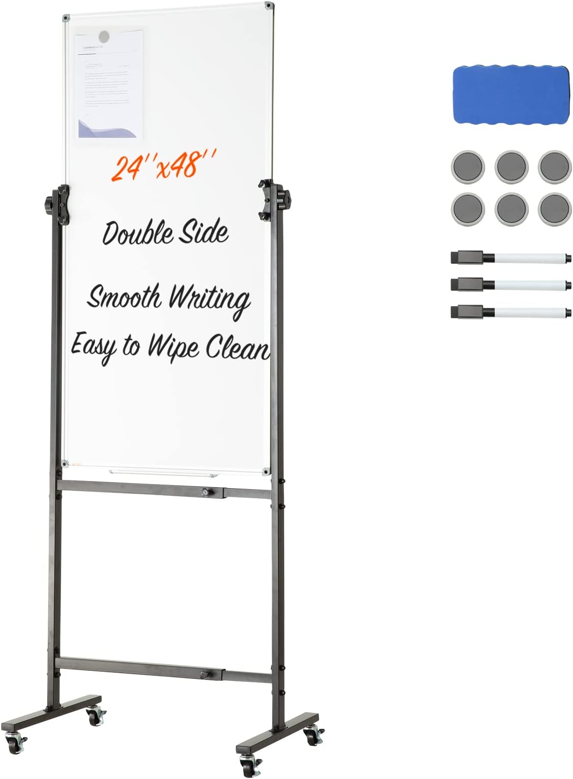 Amazon.com : VEVOR Rolling Magnetic Whiteboard, Double-Sided Mobile ...