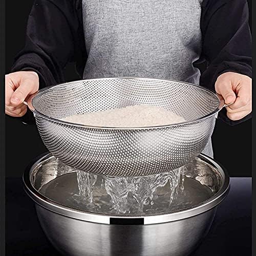 Snevad Stainless Steel Rice Washing Bowl & Mixing Bowls Heavy Duty ...