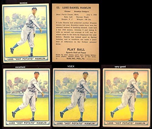 1941 Play Ball Regular (Baseball) Card# 53 luke hamlin of the Brooklyn ...