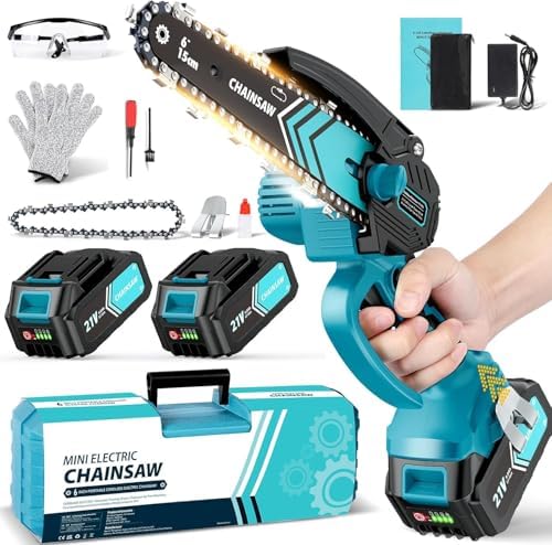 Mini Chainsaw Cordless 6 Inch, Brushless Motor Chainsaw with 4000mAh ...