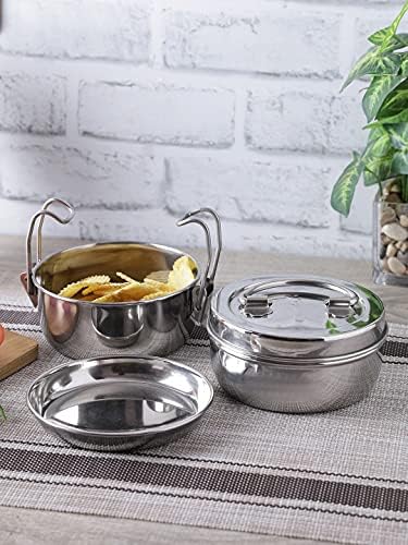 Buy Neelam Stainless Steel Two Compartment Tiffin Box with Lid, 1500 ml ...
