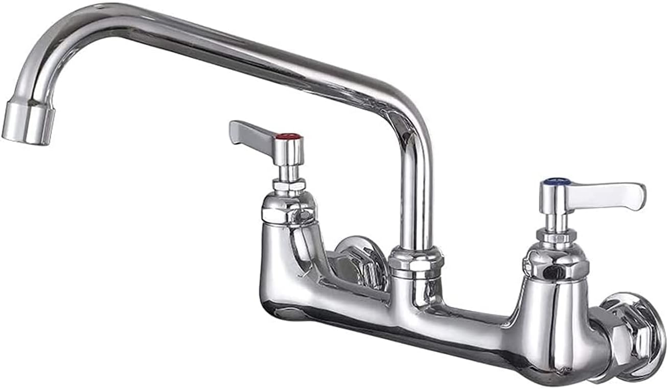 CWM Commercial Sink Faucet with 10” Swivel Spout,8 Inch Center Wall ...