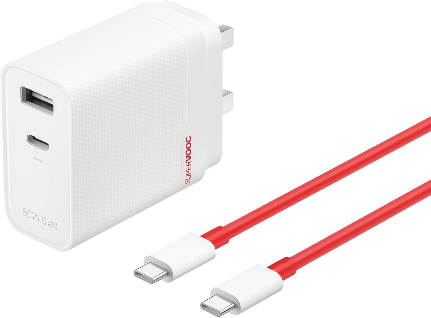 OnePlus SUPERVOOC 80W Fast Charger, Dual Ports GaN Power Adapter with ...