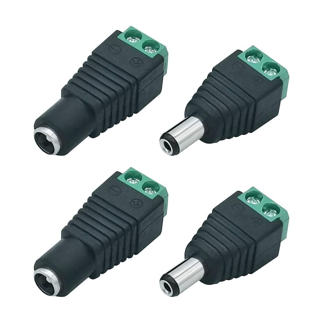 Cangfort 4 Pcs 12V DC Connector Plug, Male+Female 5.5x2.1MM DC Power ...
