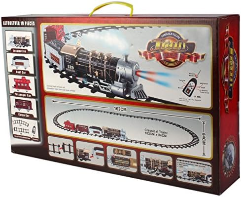 TIMELY RC Toy Train & Track Set with 4 Cars + 4 Realistic Train Sounds ...