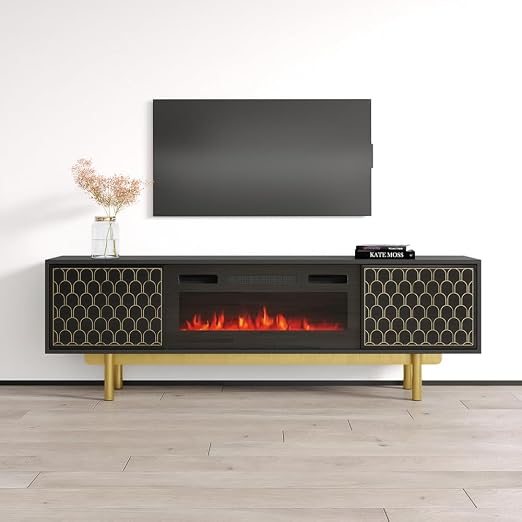 Amazon.com: Meble Furniture Karp BL-EF Electric Fireplace TV Stand ...