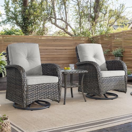 Amazon.com: HILLGA Luxury High Back Outdoor Swivel Rocker Patio Chairs ...