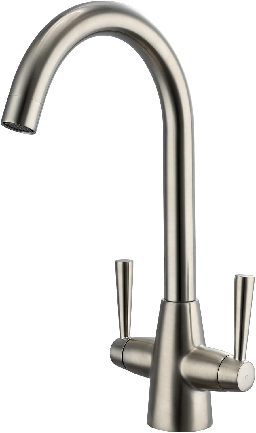 Brushed Steel Kitchen Tap Peppermint Dual Lever Kitchen Mixer Taps 1 ...