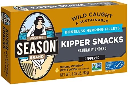 Amazon.com: Season Peppered Kipper Snacks - Boneless Herring Fillets ...