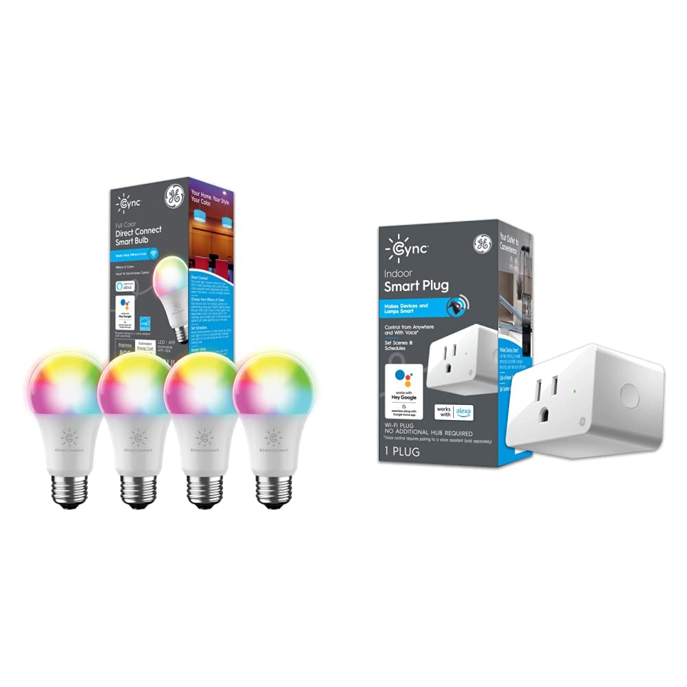 Amazon.com: GE CYNC Smart LED Light Bulbs + Smart Plug Bundle, (4) Full ...