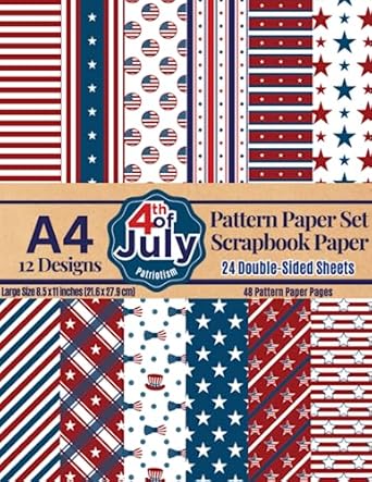 Patriotic Scrapbook Paper: Craft with Sparkling Stars & Stripes: Red ...