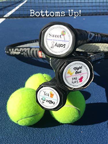 Bottoms Up Tennis Racket Spin Stickers - Party Time