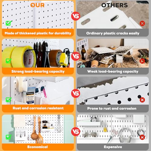 6Pcs Pegboard, Pegboard Wall Organizer, Mount Display Pegboard Kits fit ...
