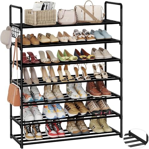 Amazon.com: HOMICKER Metal Shoe Organizer,7 Tiers Shoe Storage Shoe ...