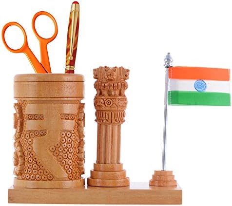 Craft Trade Pen Stand for Office Table Stylish Wooden Rupee Box with ...