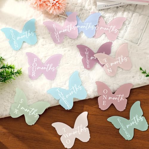 Amazon.com: JarThenaAMCS Acrylic Baby Monthly Milestone Butterfly ...