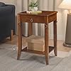 Amazon.com: 27.6" High End Table with Drawer and Storage Shelf, Solid ...