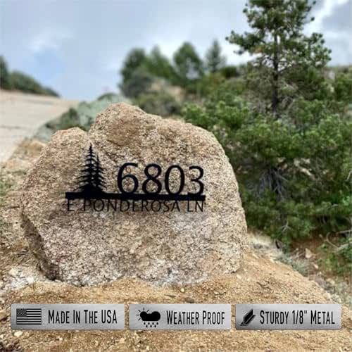 Amazon.com: Custom Metal Address Sign with Tree For Rock Personalized ...