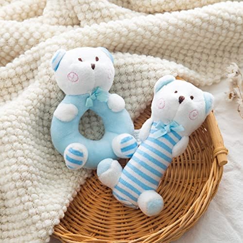 Amazon.com : Plush Baby Soft Rattle Toys, Blue Bear Baby Rattles for ...