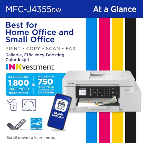 Brother INKvestment 4355 Wireless Color Inkjet All-in-One Printer with ...
