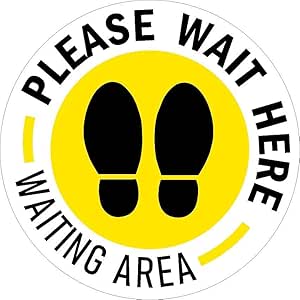 Please wait here, Waiting area, floor sticker - Self adhesive floor ...