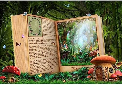 Amazon.com : Laeacco 7x5ft Enchanted Forest Backdrop Fairy Tale Book ...