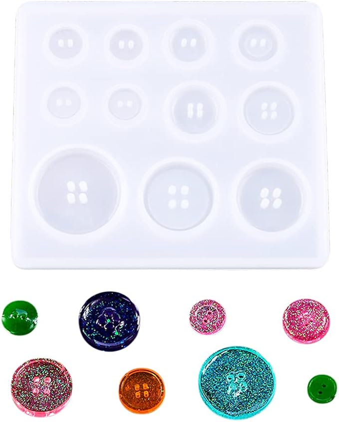 Amazon.com: Nifocc Button Silicone Molds - 2 Pcs Round Button Charms ...