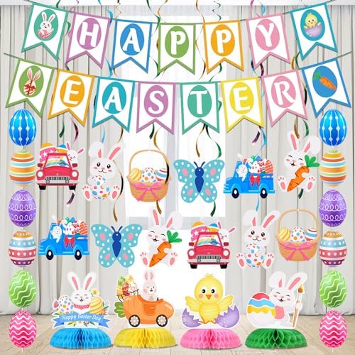 Amazon.com: Easter Decorations Easter Decor Happy Easter Banner Egg ...