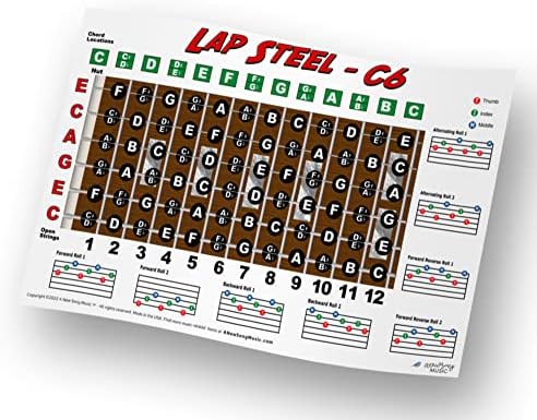 Amazon.com: Lap Steel C6 Tuning Guitar Fretboard Note & Rolls Chart ...