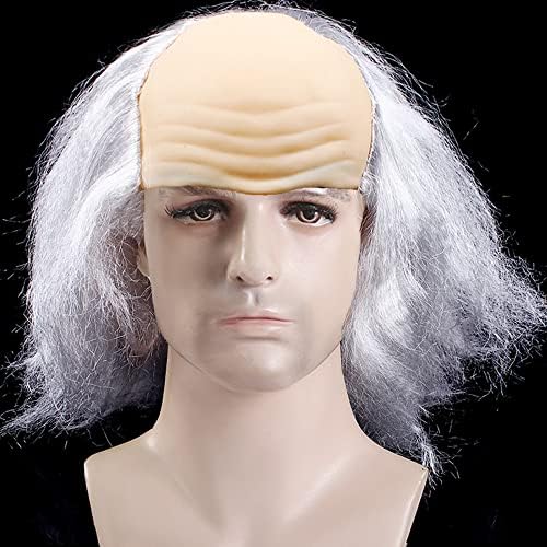 Amazon.com: haozaikeji Balding Wig Old Man Costume Wig Halloween Bald ...