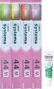 Amazon | DENT.EX システマ 歯ブラシ4本 アソート 44M(コンパクト ふつう) + チェックアップスタンダード お試し 5g (シトラスミント) 1本 | 大人用歯ブラシ 通販