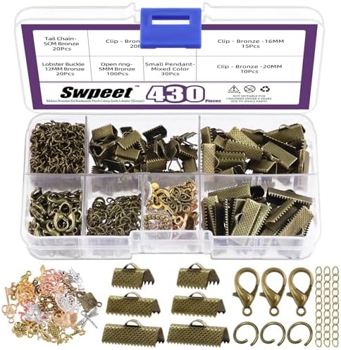 Amazon.com: EuTengHao 440Pcs Ribbon Bracelet Kit Bookmark Pinch Crimp ...