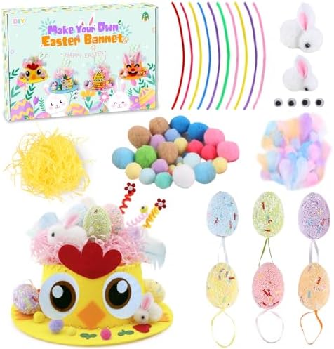 Wirhaut Easter Bonnet Kit, DIY Easter Bonnet Yellow Easter Bonnet ...