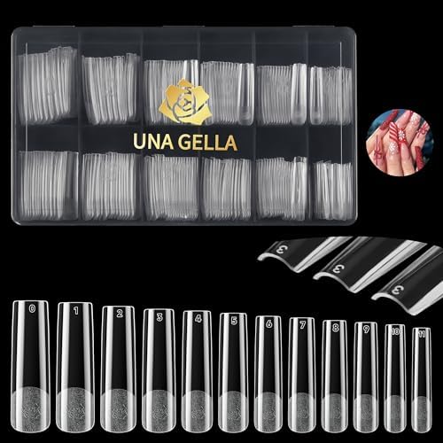 Amazon.com: UNA GELLA Extra Long Tapered Sqaure Nail Tips, Pre-file 120Pcs Square Gel Tips No C ...