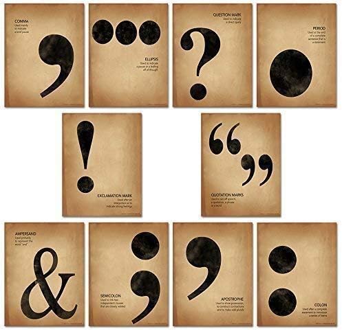 Amazon.com: Popular Punctuation Poster Set Grammar and Writing Discount ...
