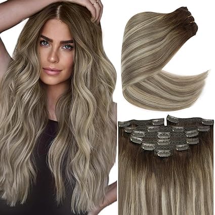 Amazon.com : 2 Packs 【Sunny and Ve Sunny】 Clip in Hair Extensions Real ...