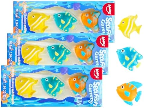 Amazon.com : Amos 4D Gummy Fish Candy, Tropical Fish Shaped Fruity ...