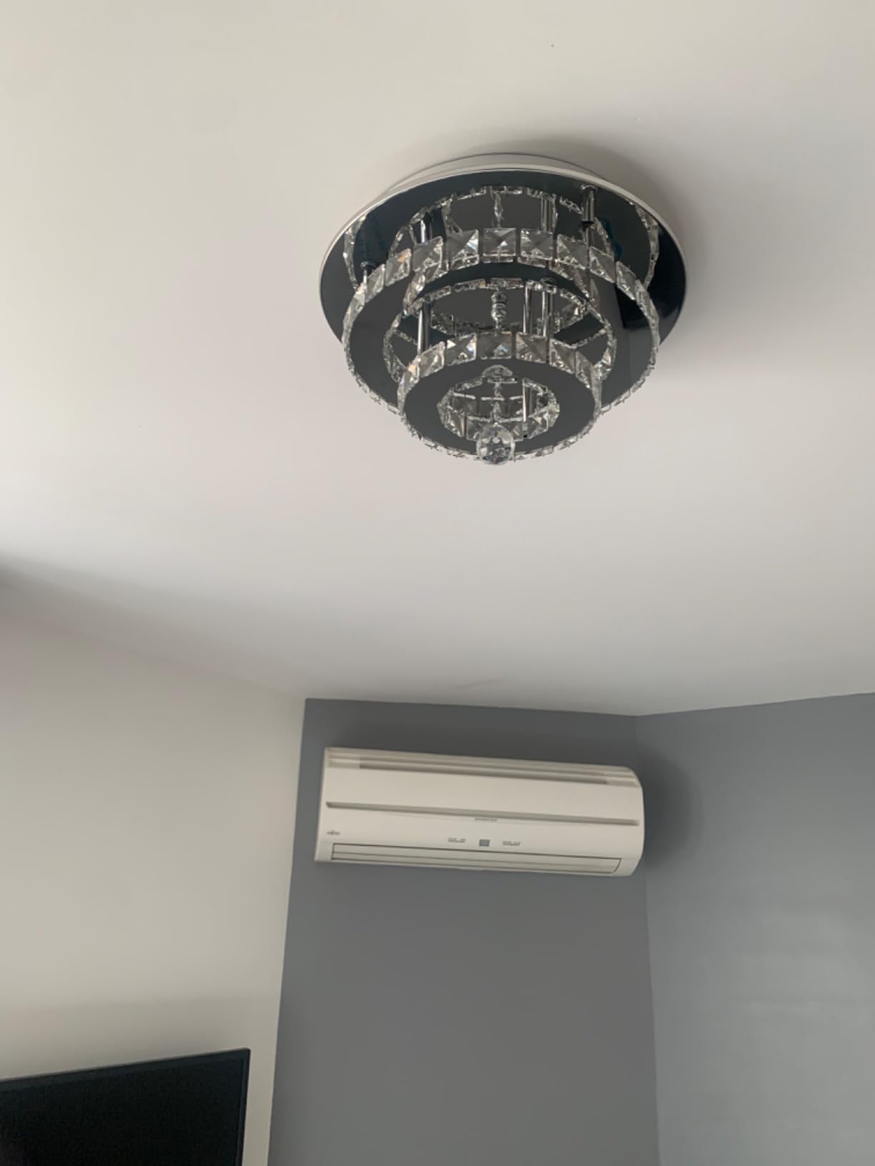 GOECO Crystal Chandeliers, 36W Modern LED Crystal Ceiling Light ...