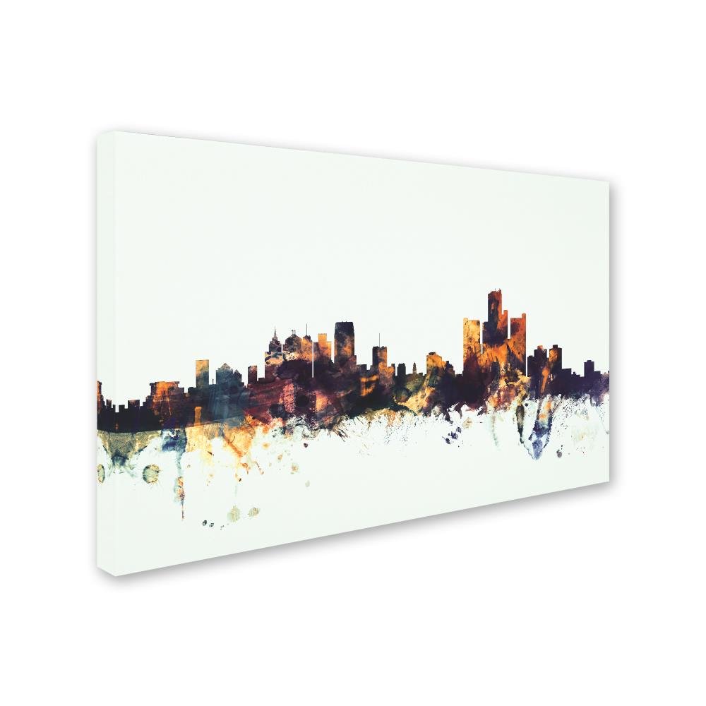 Detroit Michigan Skyline by Michael Tompsett, 30x47-Inch Canvas Wall Art
